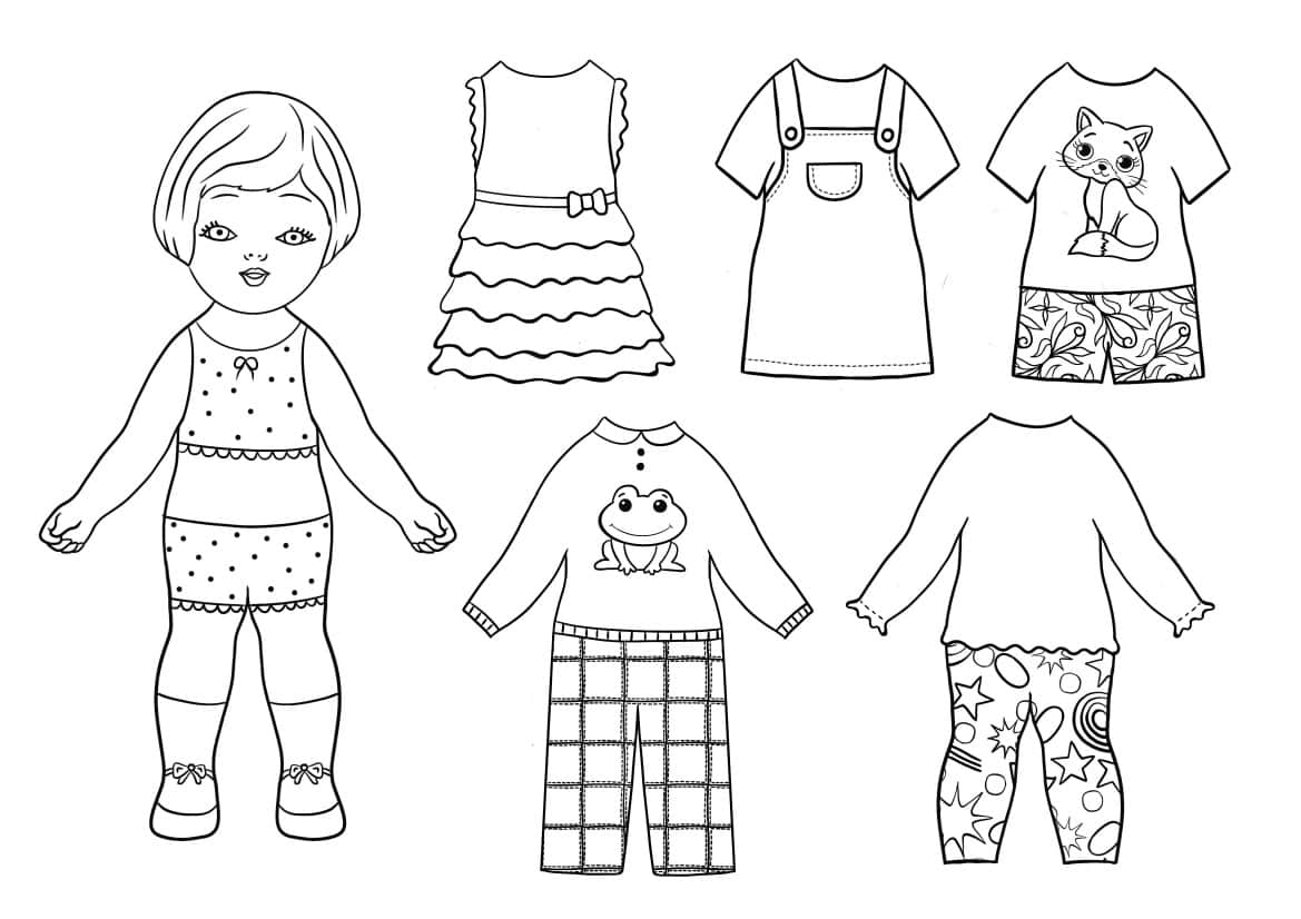 Wycinanki papierowa lalka do ubierania i kolorowania - pdf do wydruku